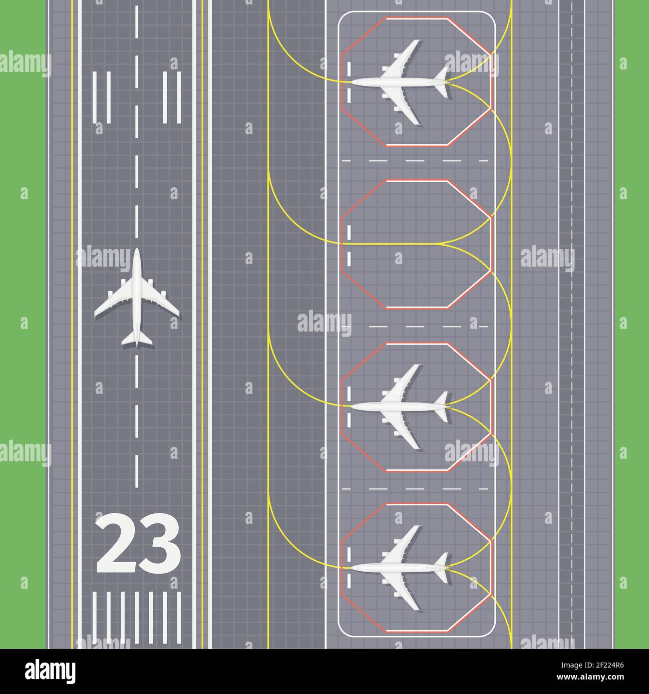 Airport landing airstrips. Airplane transport, runway for aviation ...