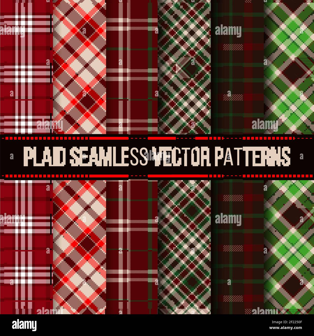 Lumberjack plaid, buffalo check, gingham seamless patterns set. Fashion ...