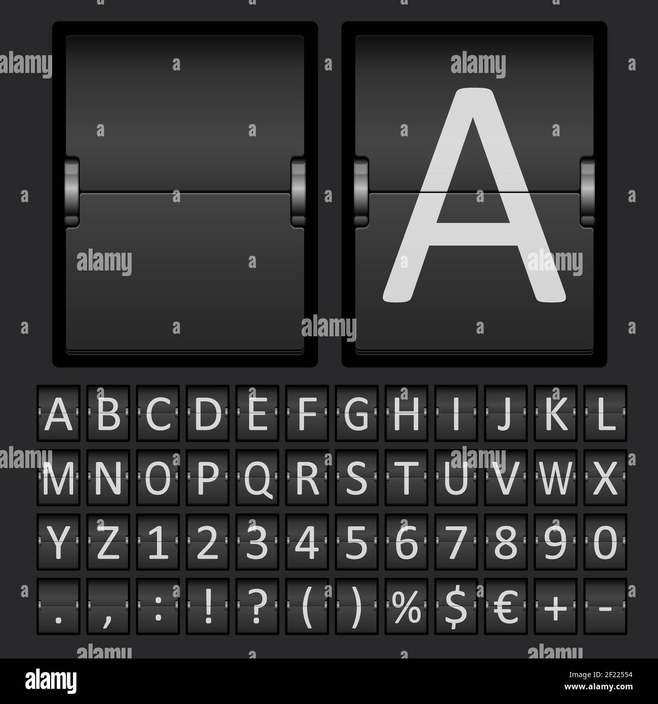 Vector Scoreboard Letters and Numbers Alphabet mechanical panel Stock ...