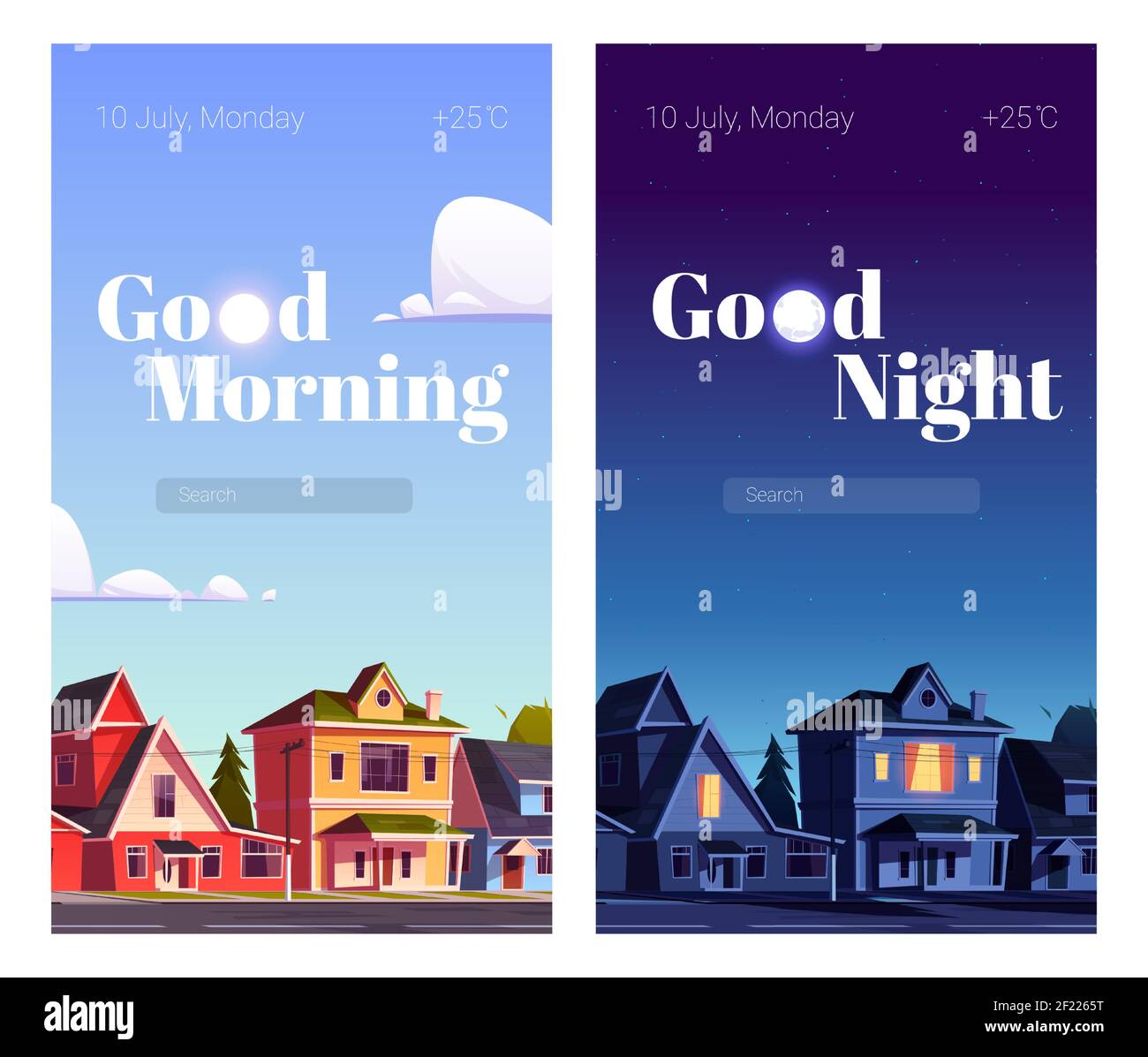 Night town street cottage Stock Vector Images - Alamy