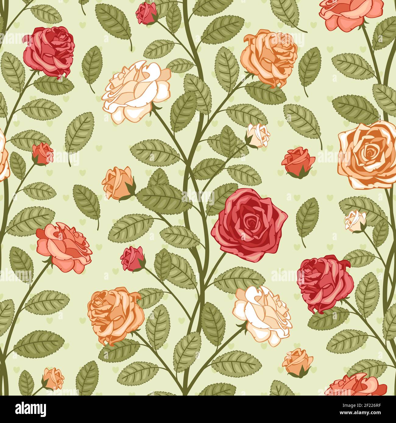 Seamless Vector Vintage Pattern Wallpaper With Roses. Victorian Bouquet