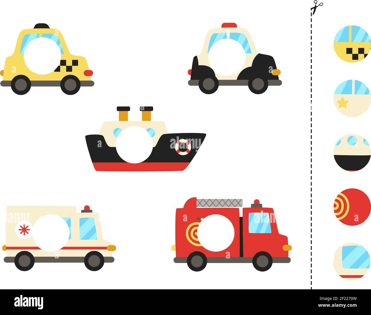 Cut and glue parts of transportation means. Educational logical game ...