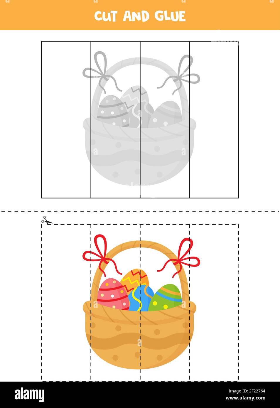 Cut and glue game for kids with Easter basket. Cutting practice for ...