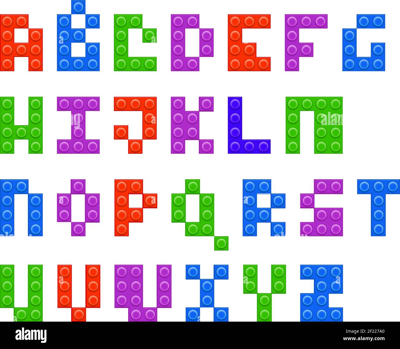 4 colors plastic constructor alphabet vector illustration Stock Vector Image & Art - Alamy