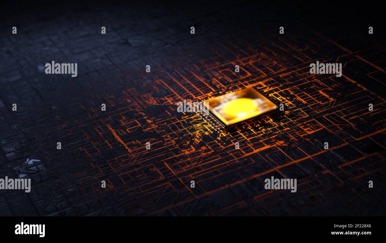 Modern cpu future glow dark background Stock Photo - Alamy