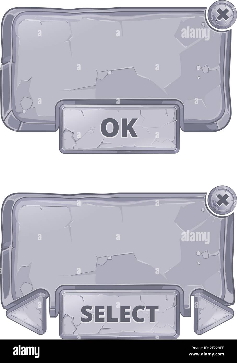 Vector stone panels game UI in cartoon style. Texture gui, interface app illustration Stock ...