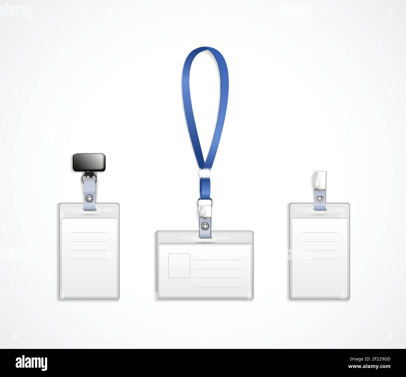 vector templates for name tag with lanyard, retractor end badge Stock ...