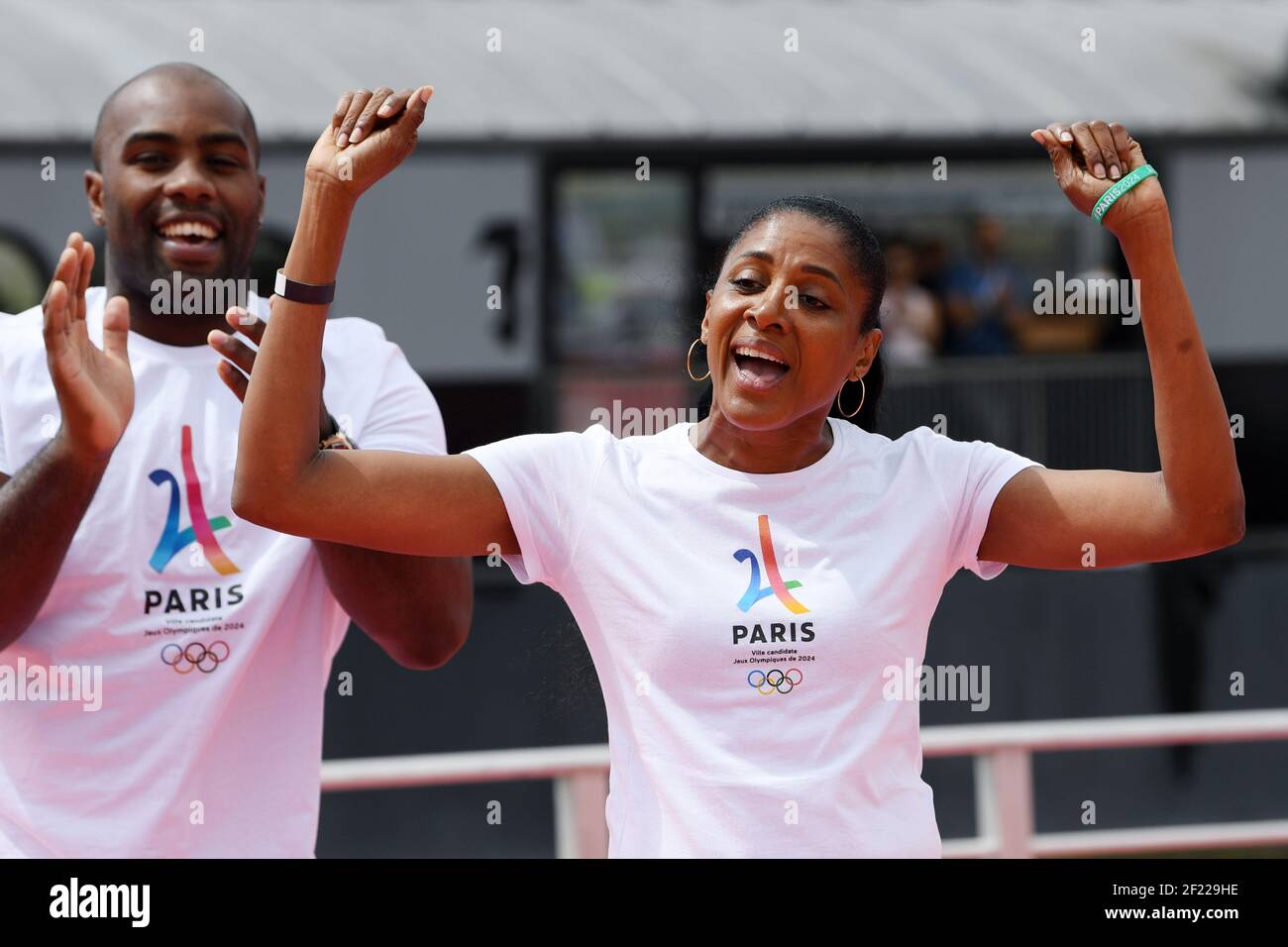 Teddy Riner and Marie-Jose Perec during the Olympics days for Paris ...