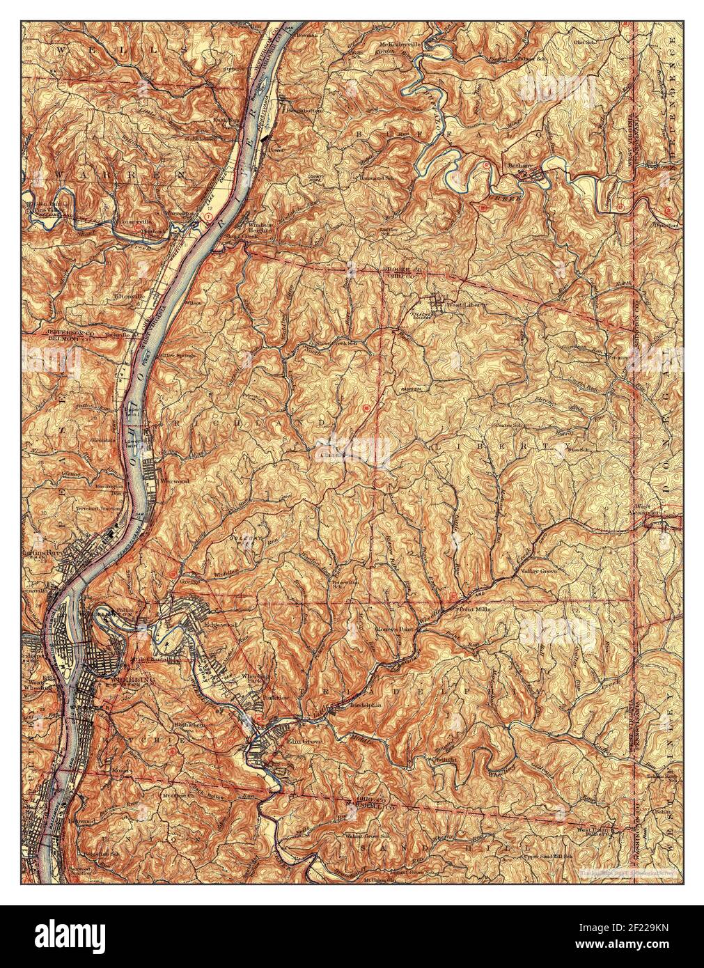 Map of wheeling virginia Cut Out Stock Images & Pictures - Alamy