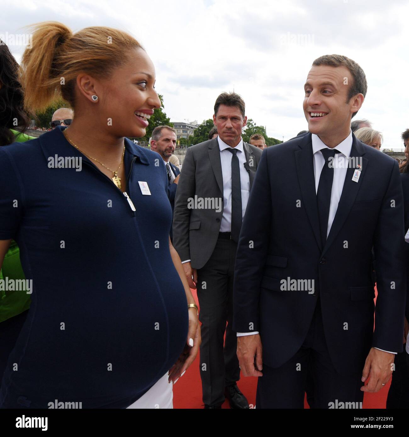 Boxers Estelle Mossely and French Republic President Emmanuel Macron ...