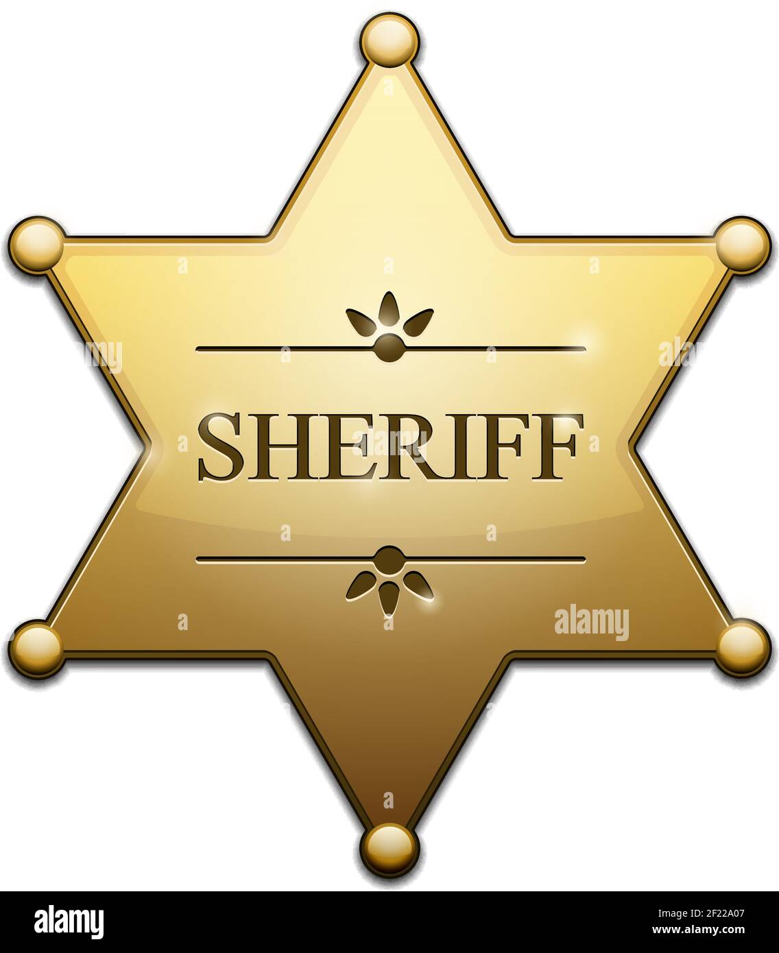Vector Golden Sheriff Star over white background. EPS10 opacity ...