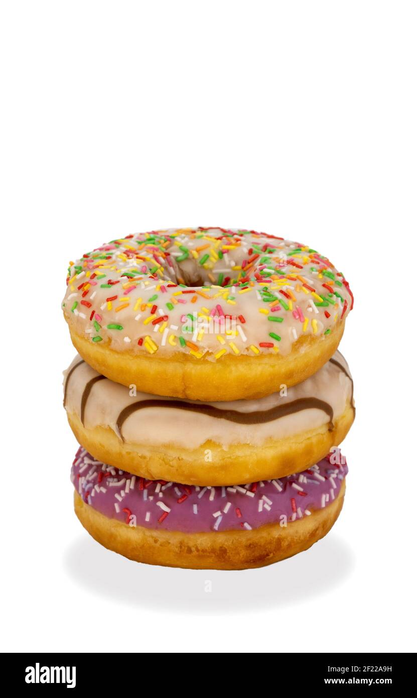 delicious doughnuts on a white background. rounded or ring-shaped, deep ...