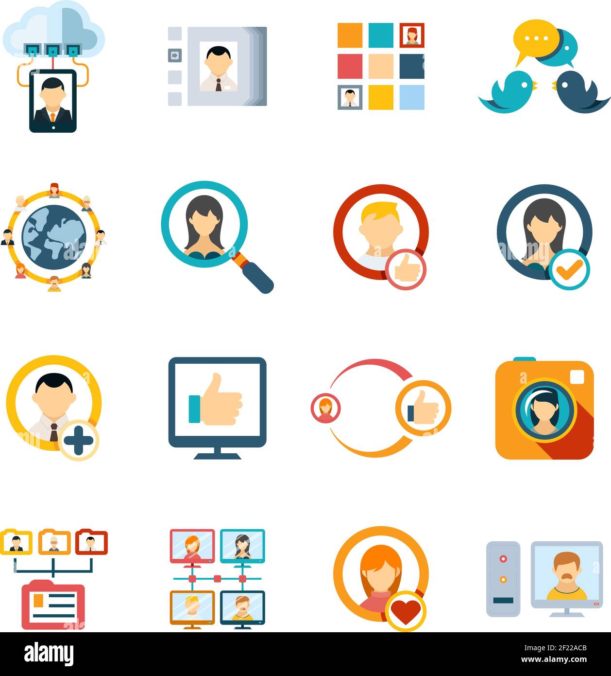 Assorted Colored Flat Special Media Icons Isolated on White Background ...