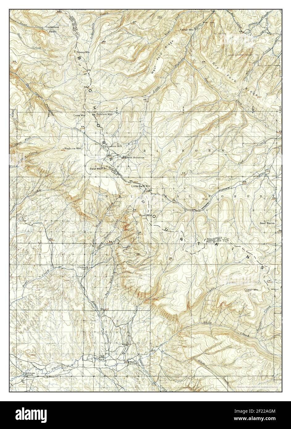Bald Mountain, Wyoming, map 1898, 1:125000, United States of America by ...