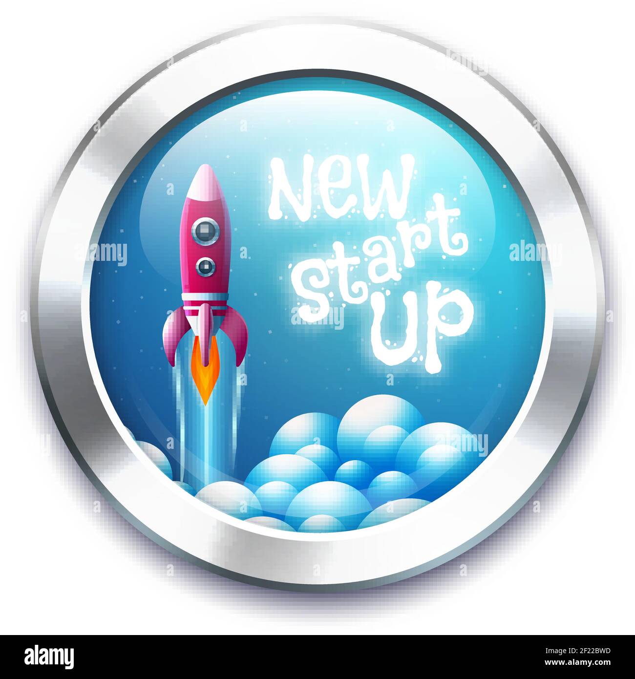 New business project start up button showing a turbo charged rocket ...