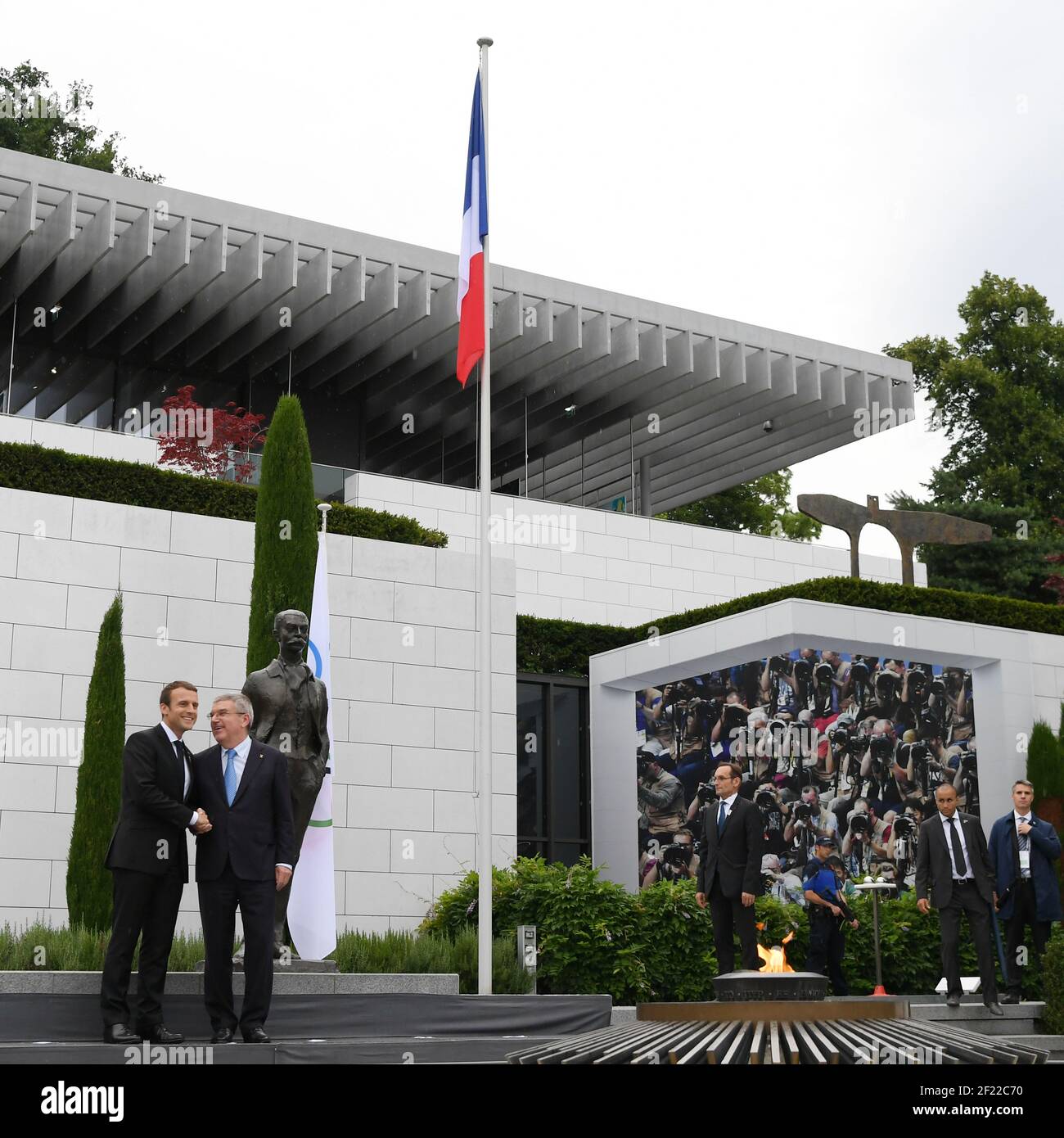 IOC President Thomas Bach and the president of French Republic Emmanuel ...