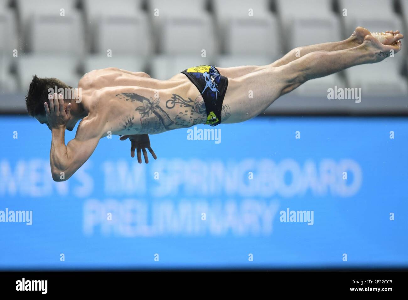 Matthieu Rosset (FRA) competes on 1 m Springboard preliminary during ...