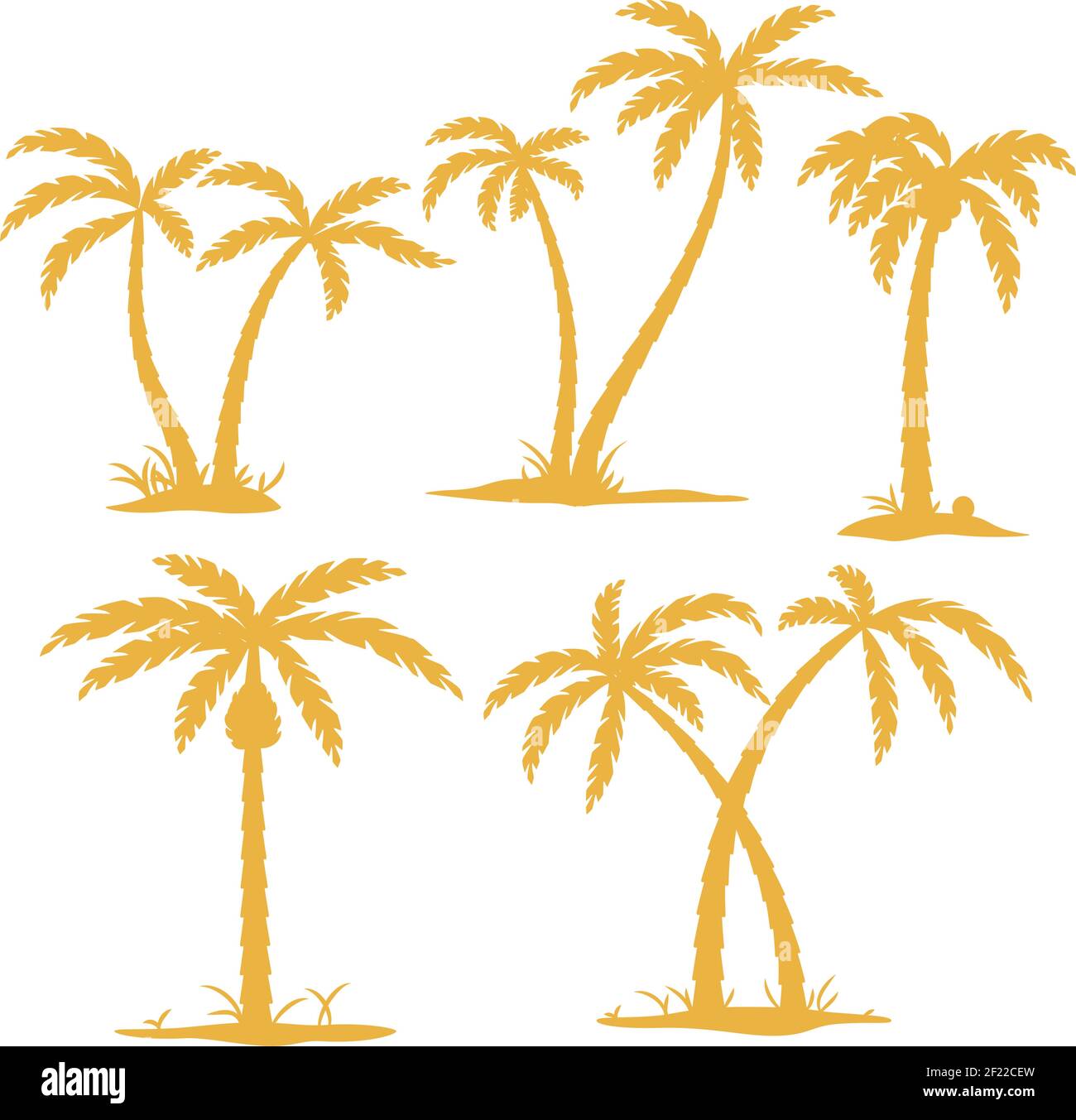Vector Palm tree Contours isolated on white. Editable EPS, Render in ...