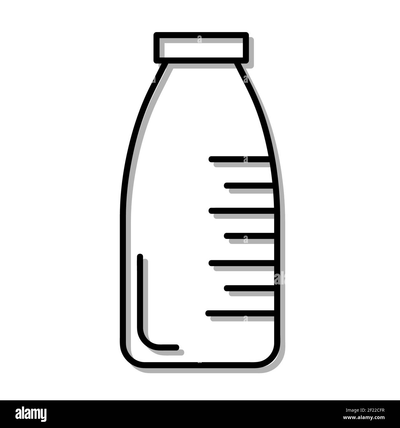 Classic Bottle of Milk. Flat Icon in Outline Design. Black Stroke ...