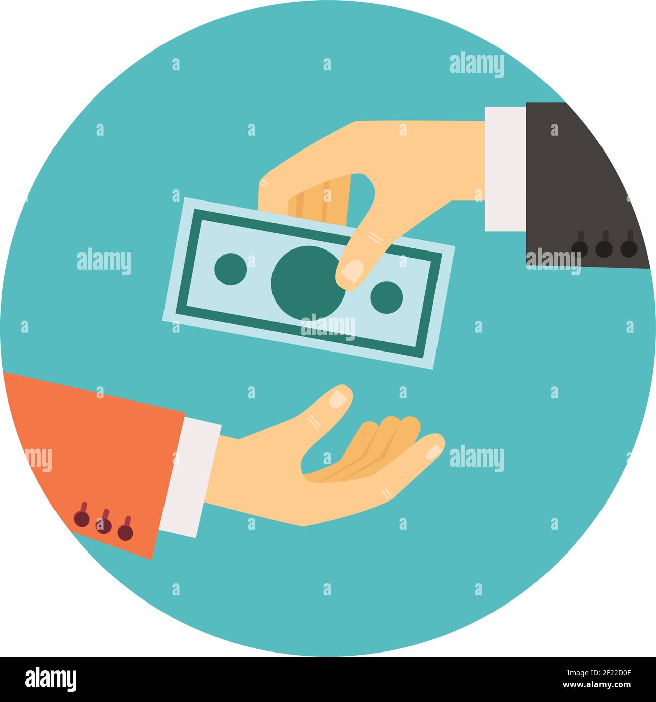 vector illustration in retro style, hand giving money to other hand ...