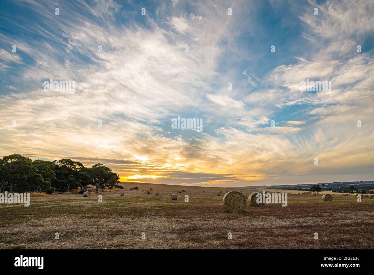 A late summer sunset over a farm in South Australia Stock Photo - Alamy