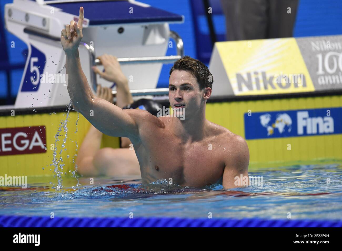 Benjamin Proud (GBR) celebrates his Gold medal on Men's 50 m Butterfly ...