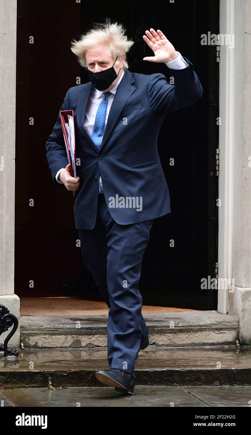 Prime Minister Boris Johnson leaves 10 Downing Street to attend Prime ...