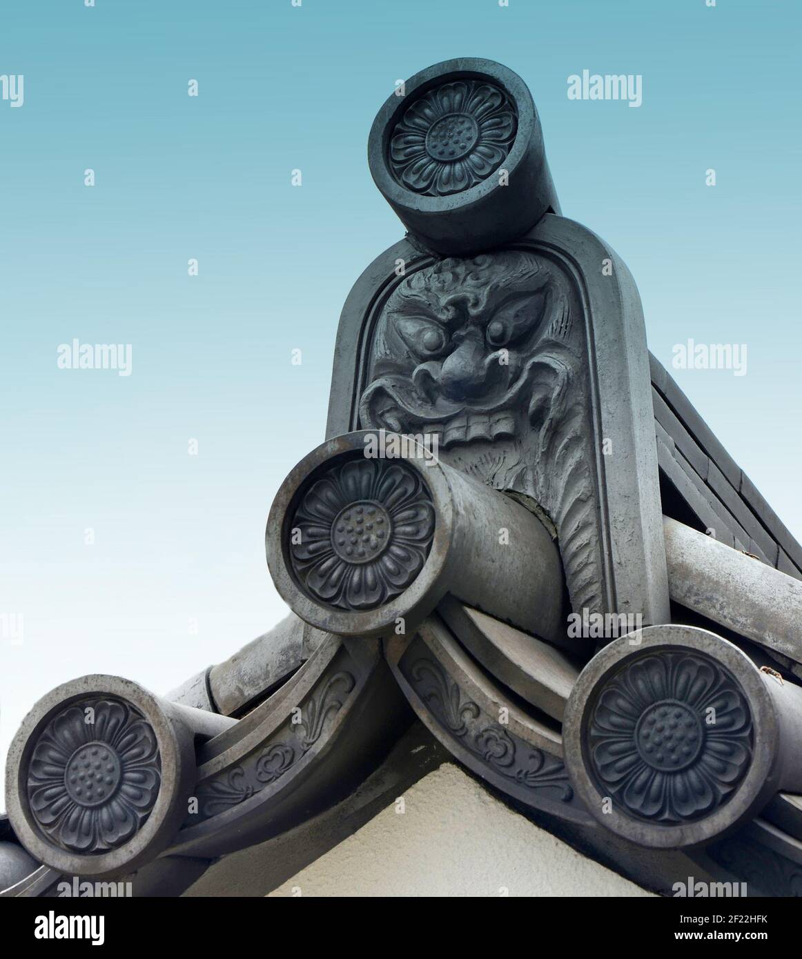 Roof detail of Tōchō-ji. This is a Shingon temple in Hakata, Fukuoka ...