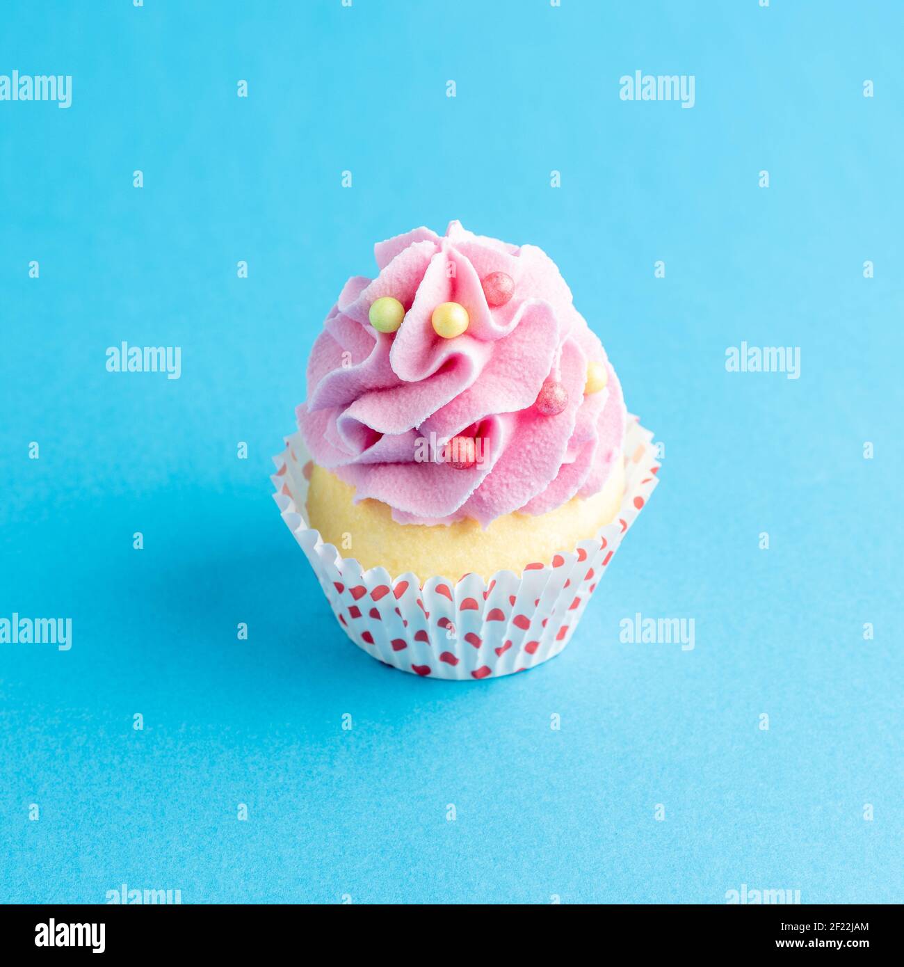 Colorful celebration background with cupcake. Minimal party concept ...