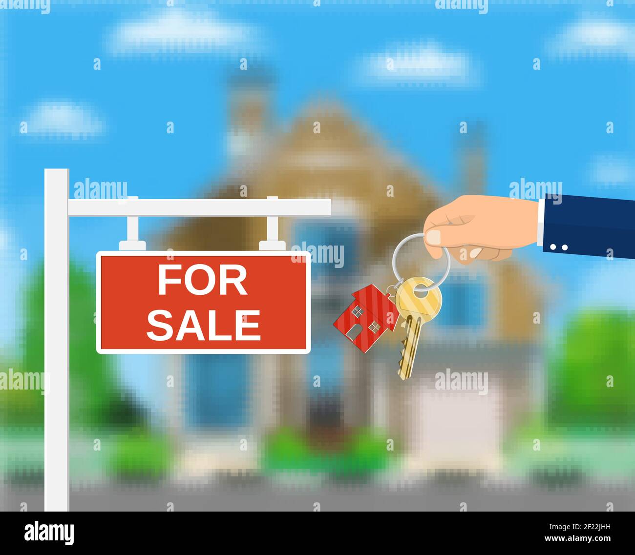 Sale placard sign. Hand of agent with keys Stock Vector Image & Art - Alamy