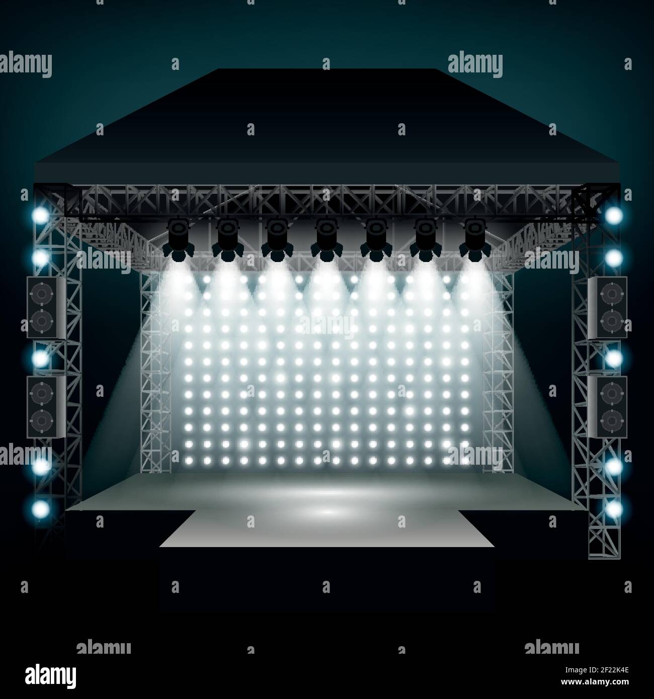 Concert stage with spotlights. Show and scene, entertainment disco ...