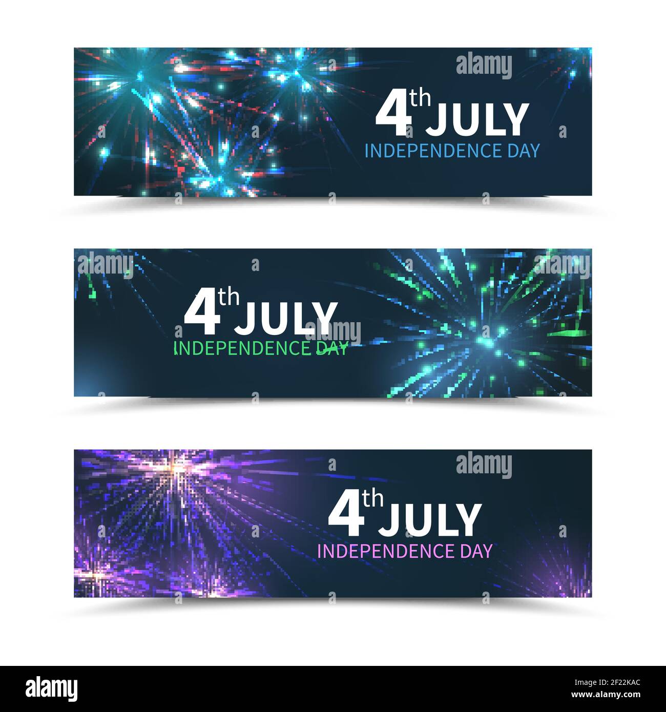 USA Independence day banners set with fireworks. American day, america ...