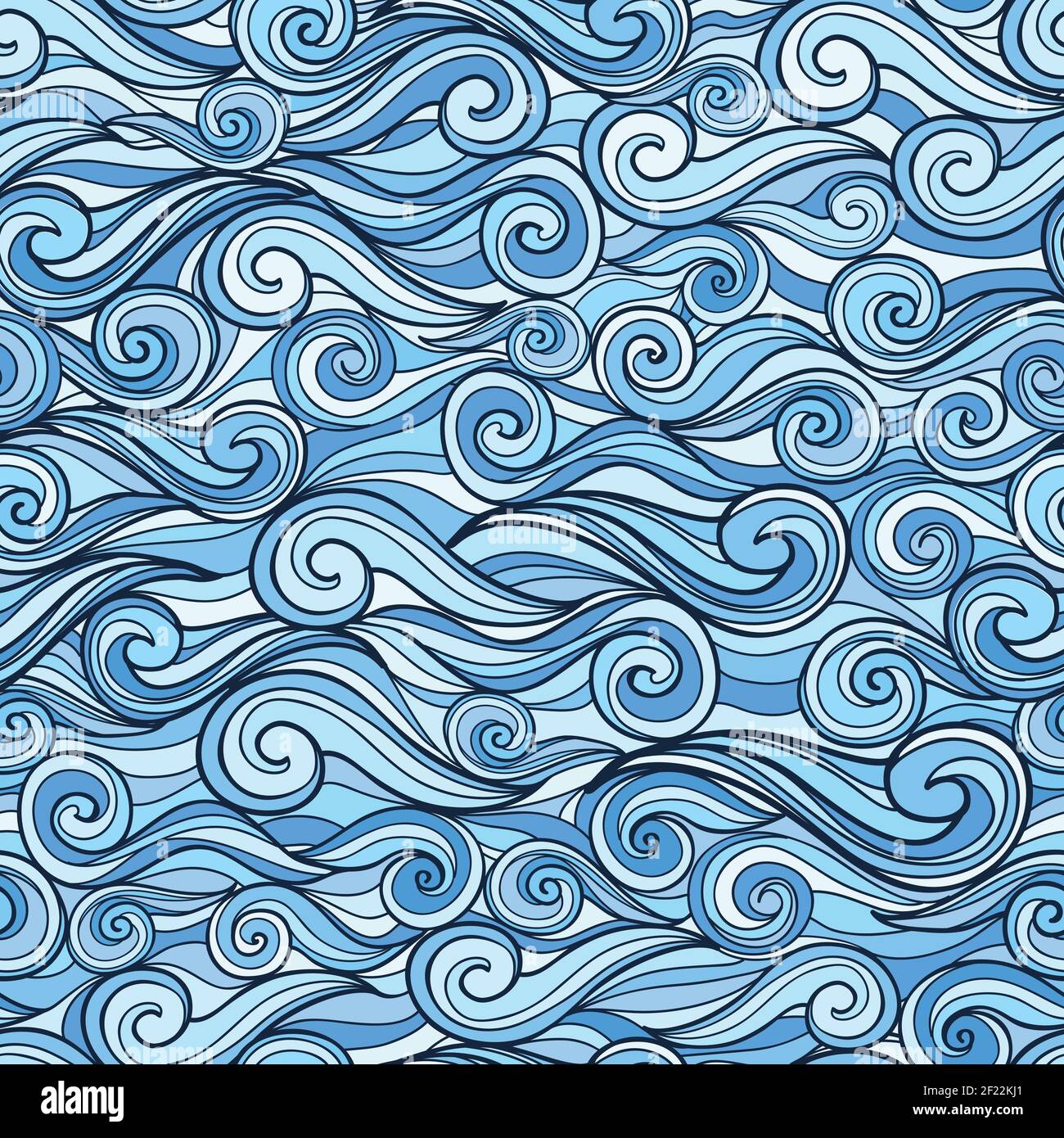 Blue sea waves seamless pattern vector illustration for design template ...