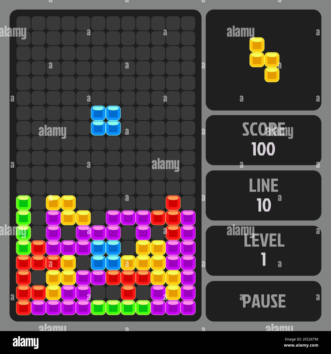 Brick game vector template. Mobile app, Play on computer, digital retro ...