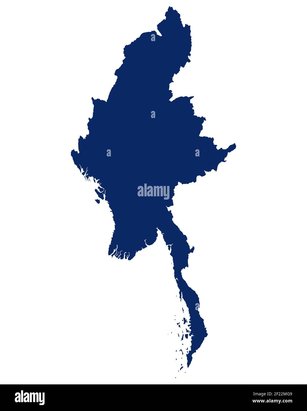 Map of Myanmar in blue colour Stock Photo - Alamy