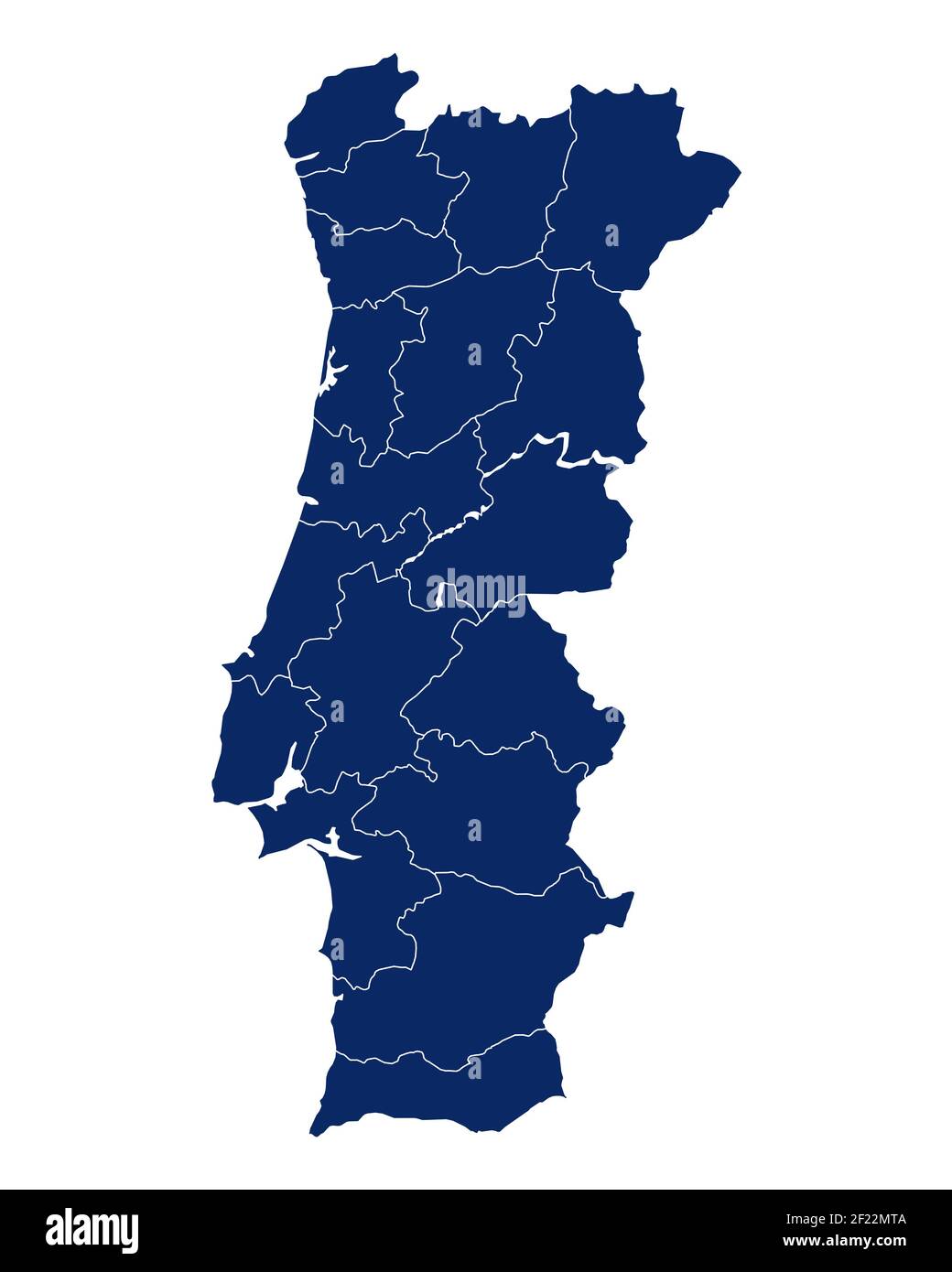 Map of Portugal with regions and borders Stock Photo - Alamy