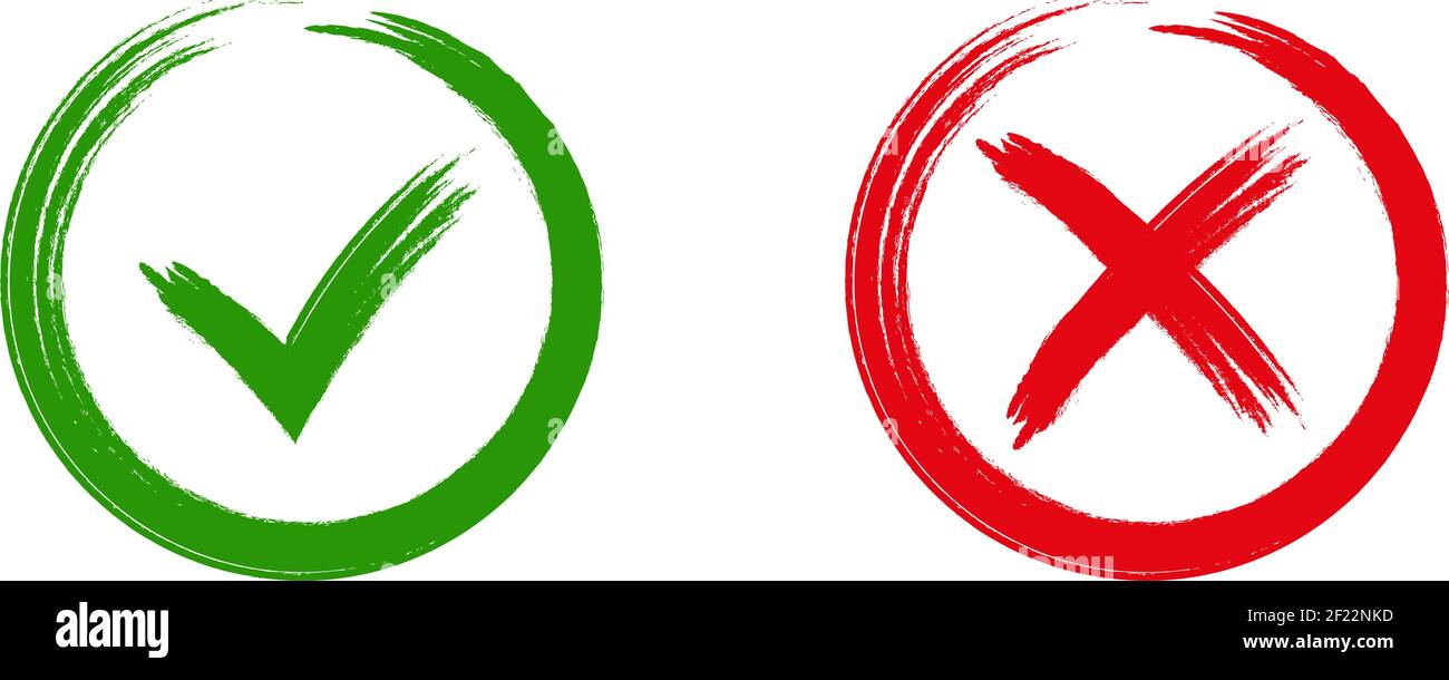 Green checkmark OK and red X icons Stock Vector Image & Art - Alamy