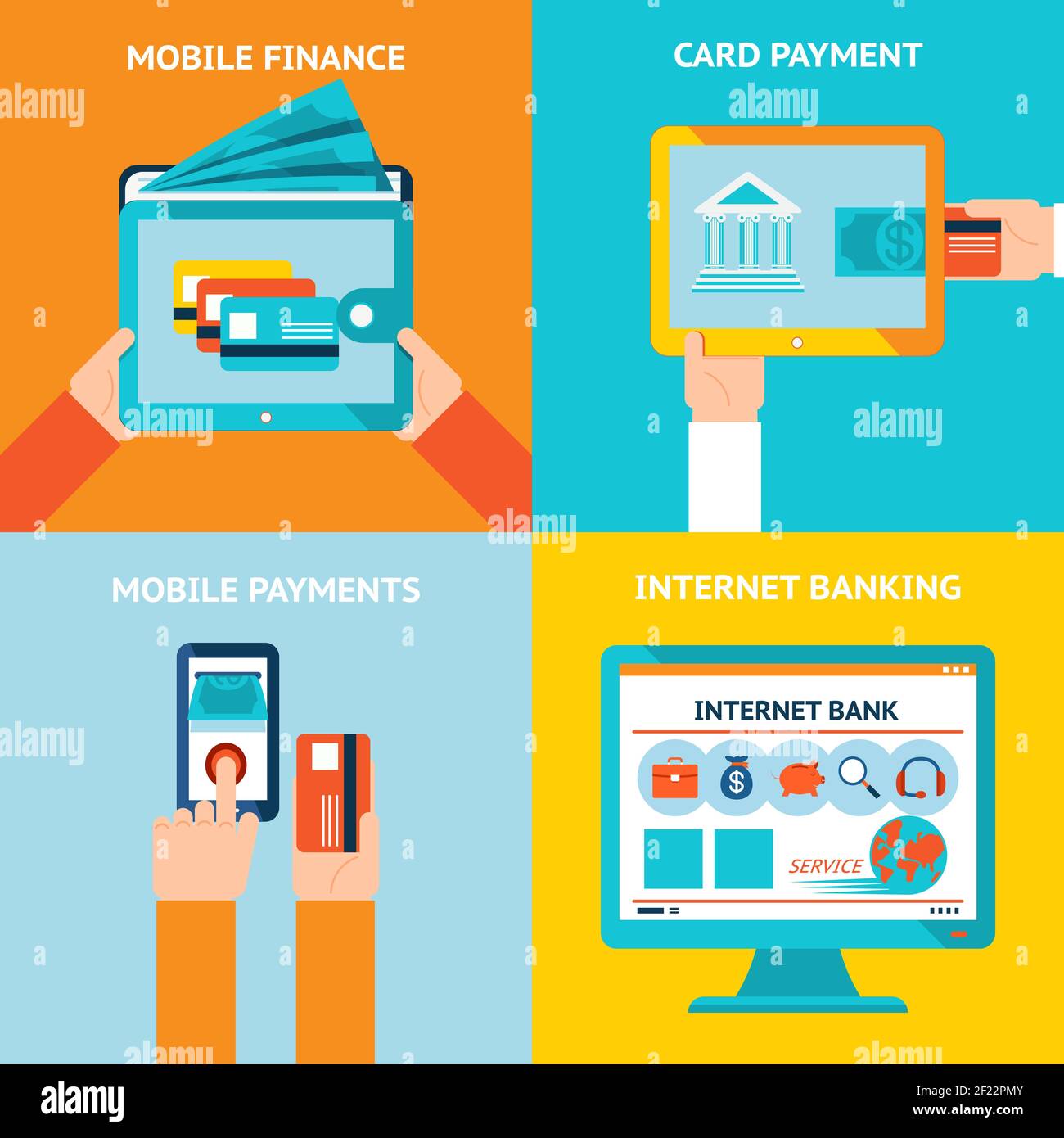 Online banking and mobile banking. Internet business, technology and ...