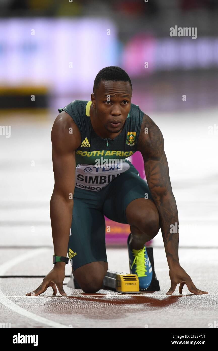 Akani Simbine RSA) competes on Men's 200m Semifinal during the ...