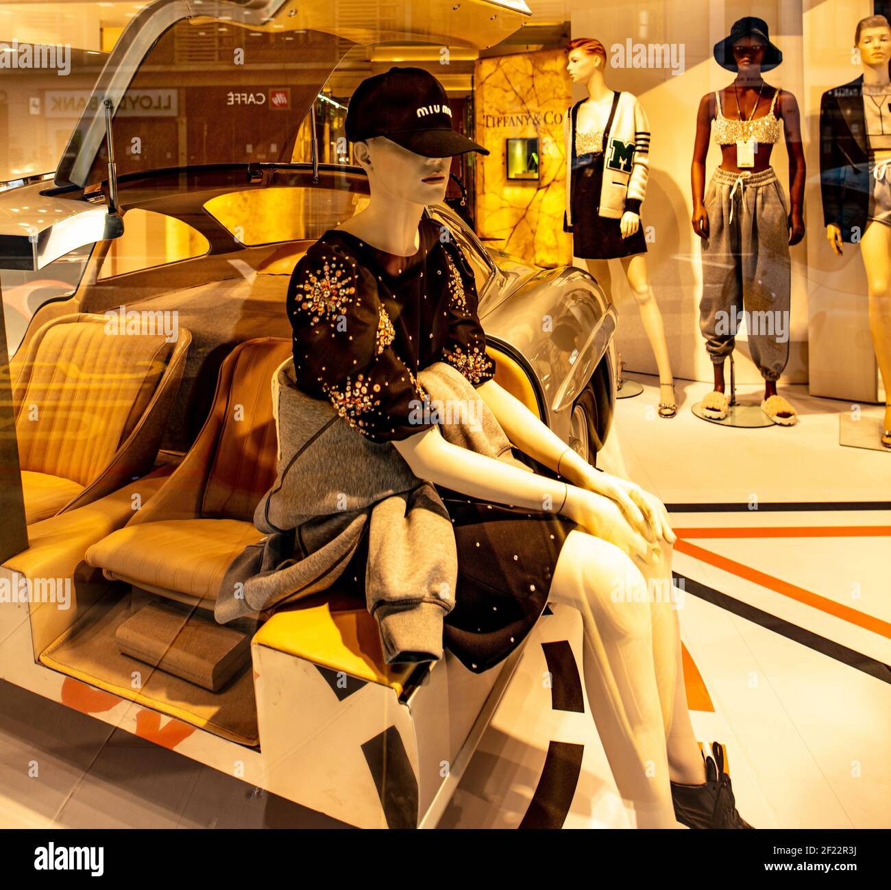 Window of Miu Miu store in Sloane Avenue, London, with complex window ...