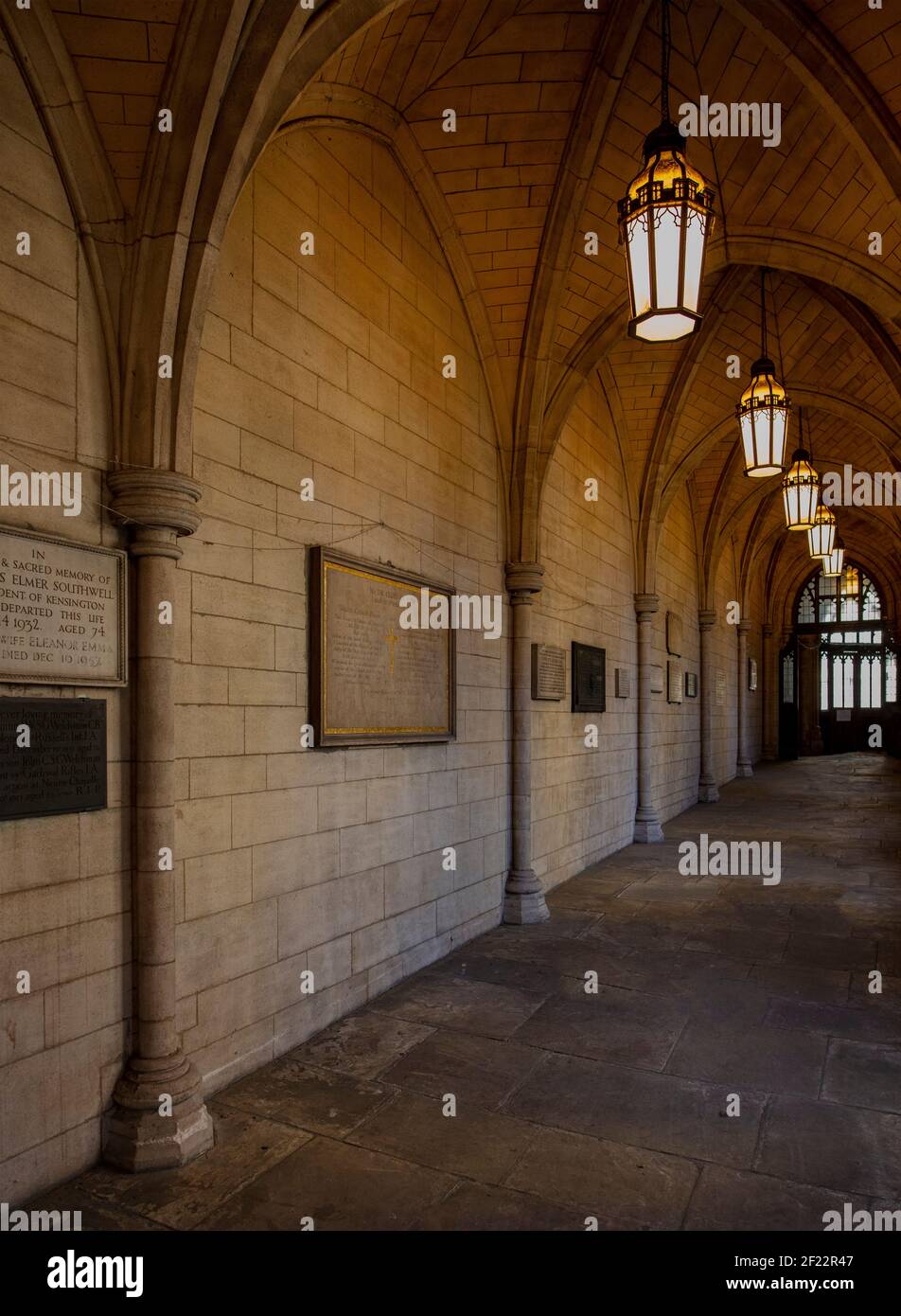 Cloister of St Mary Abbot's church in South Kensington, London; built ...