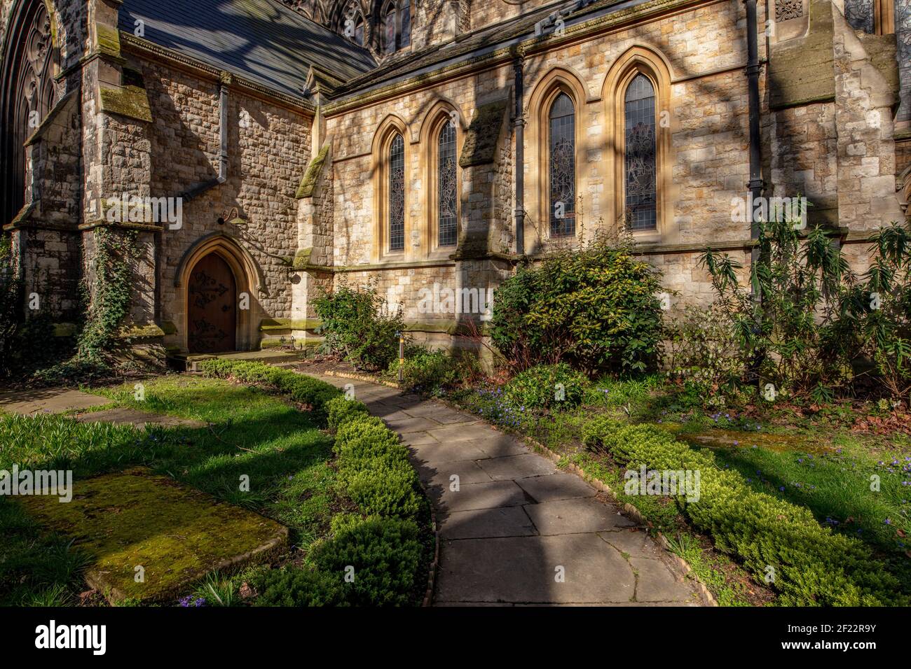 Garden of St Mary Abbot's church in South Kensington, London; built ...