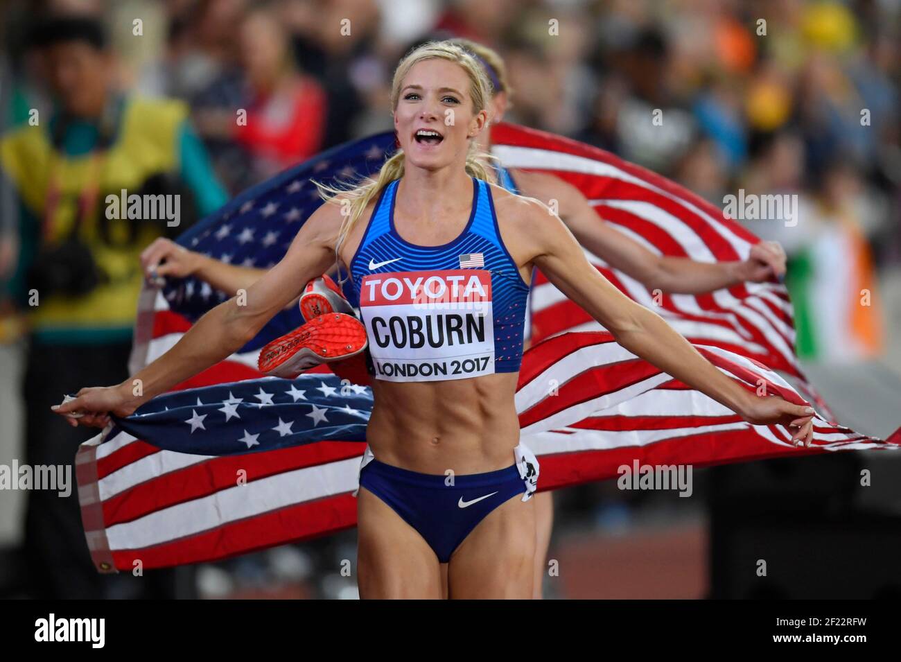 Emma Coburn (USA) win the gold medal in 3000 Metres Steeplechase Women ...