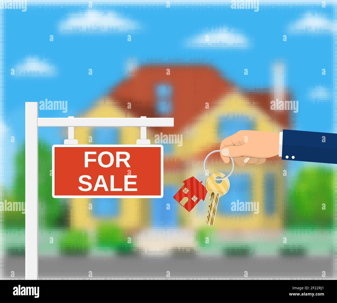 Sale placard sign. Hand of agent with keys Stock Vector Image & Art - Alamy