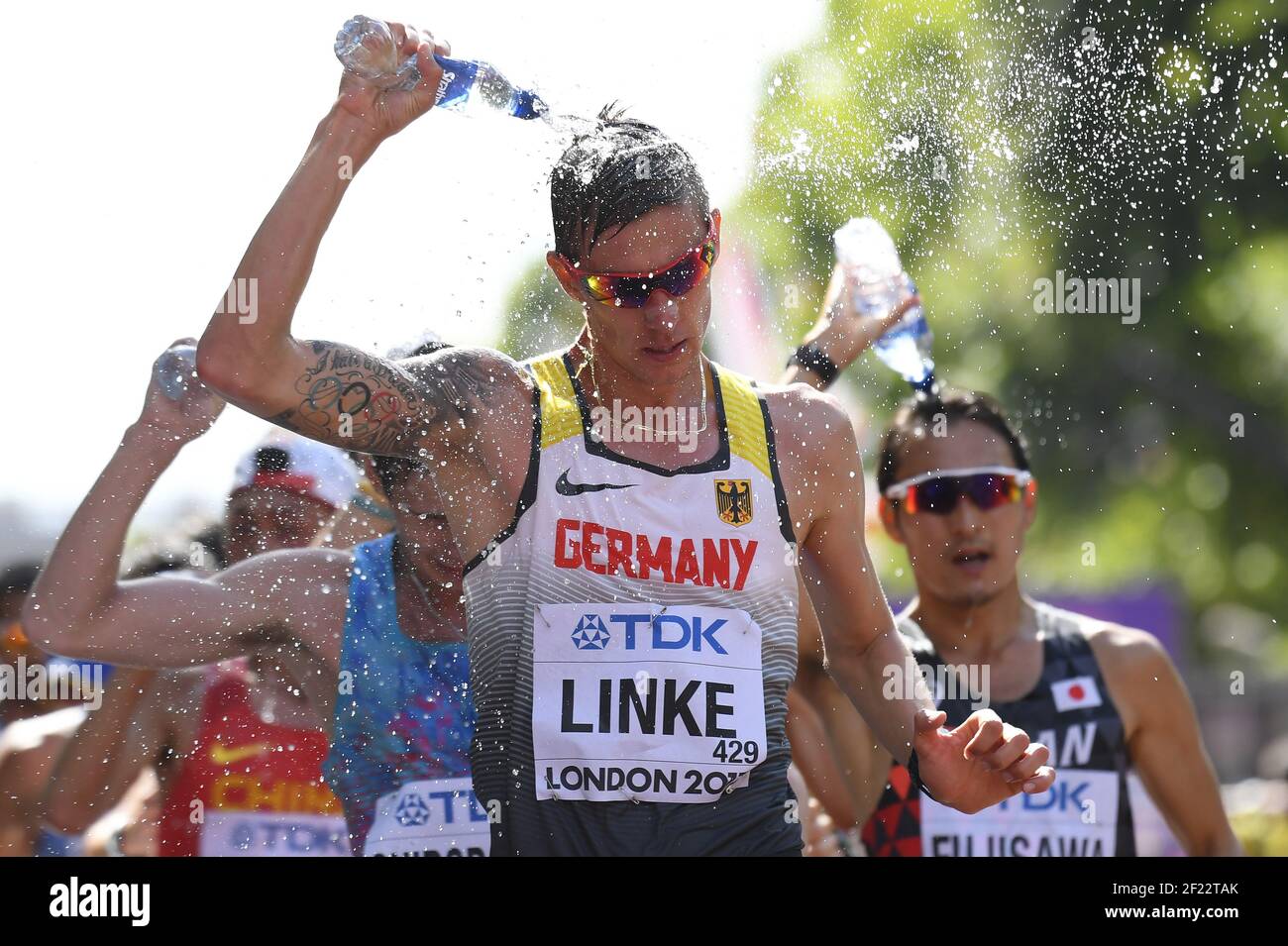 Christopher Linke (GER) competes on Men's 20 km Race Walk during the ...