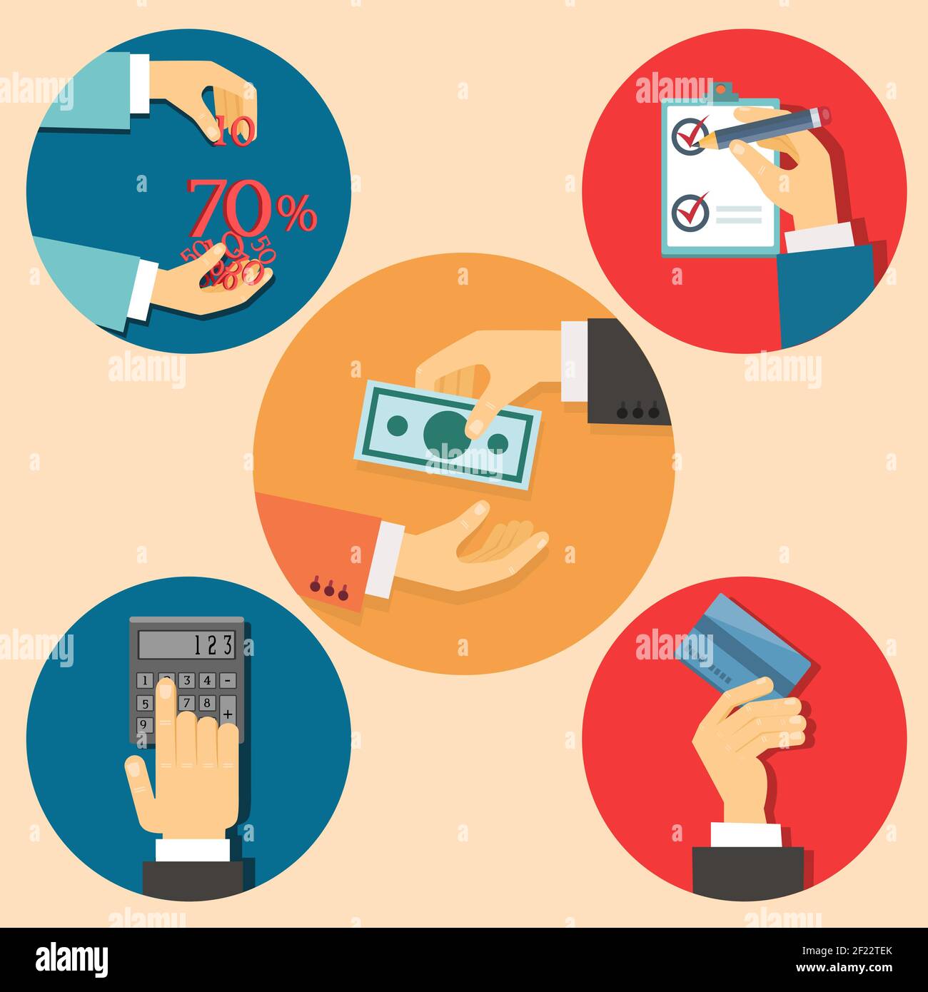 Vector icons in flat retro style finance and business illustration ...