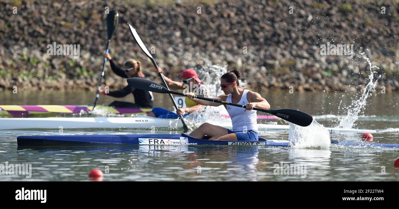Sarah Guyot from France competes in K1 Women 200 m during the 2017 ICF ...