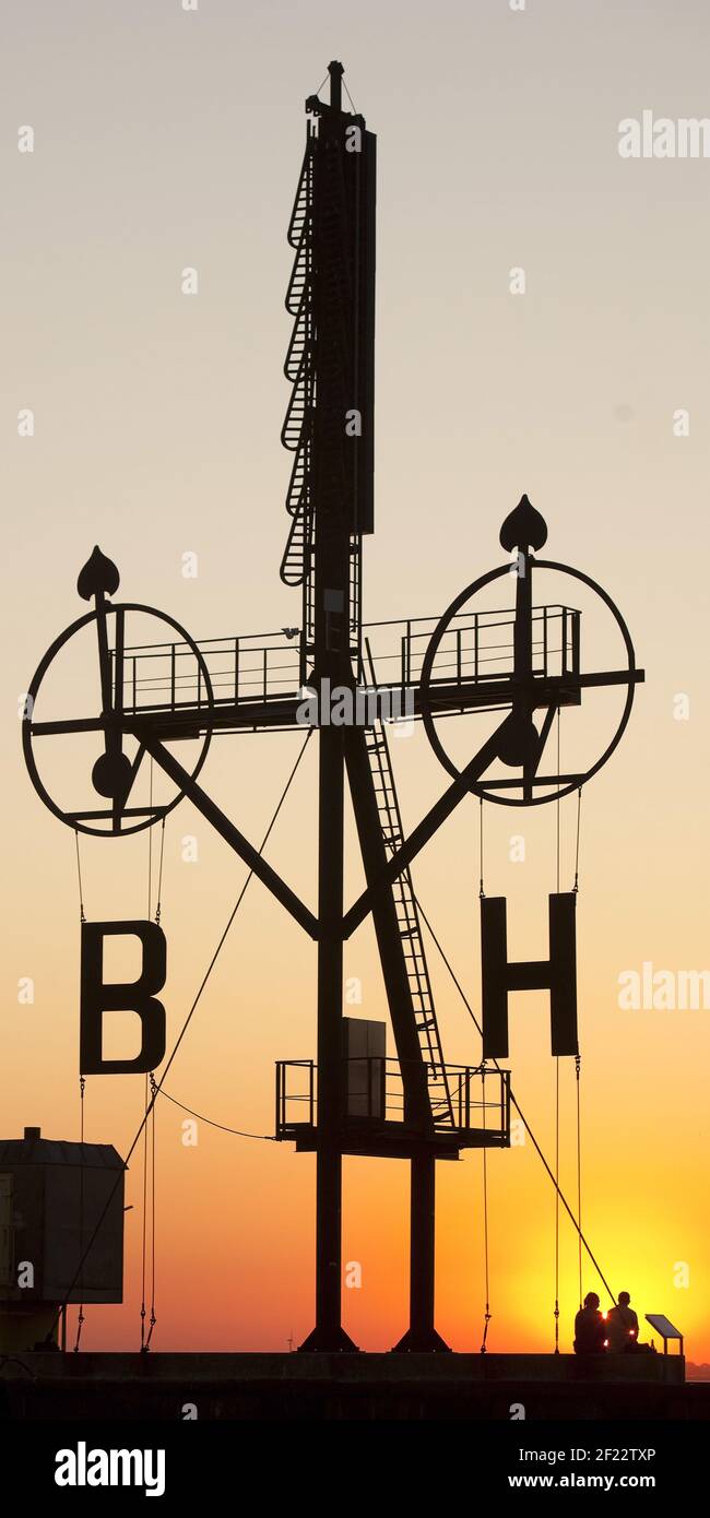 Semaphore, signal mast, Bremerhaven, Bremen, Germany, Europe Stock ...