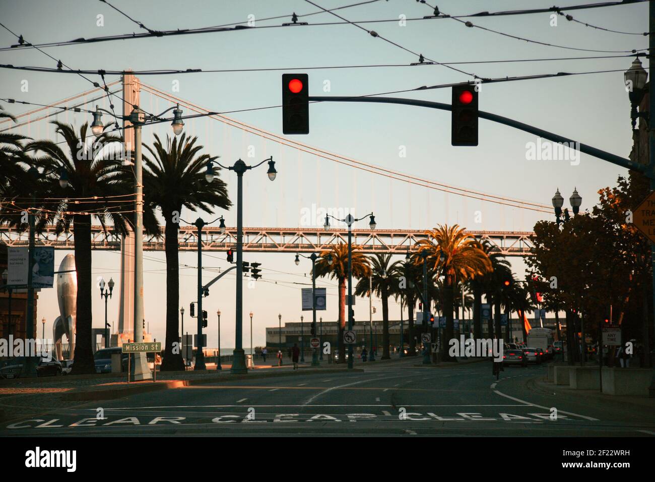 Traffic light in the street of San Francisco at sunset Stock Photo - Alamy