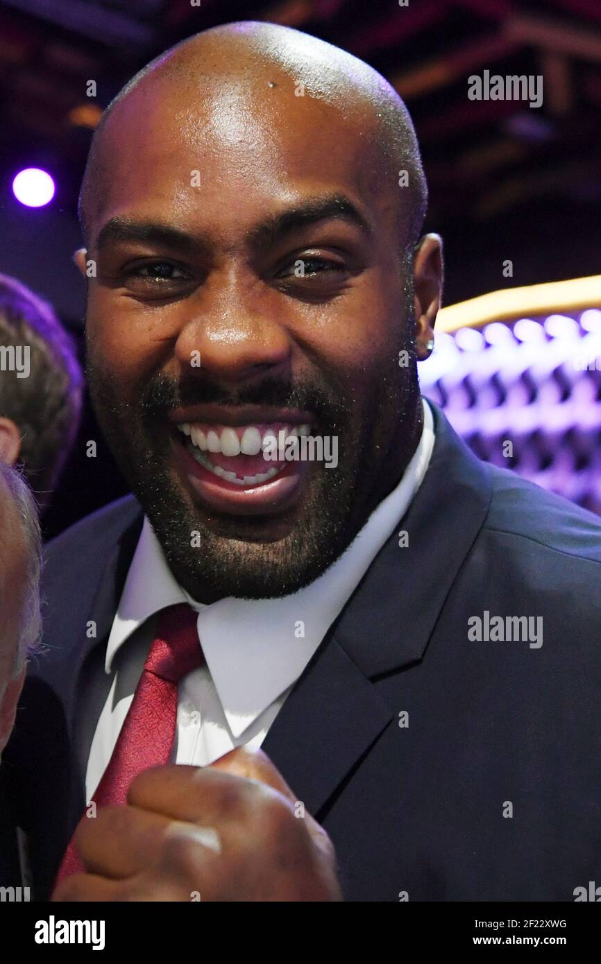 Teddy Riner celebrates a victory during the Olympic and Paralympic ...